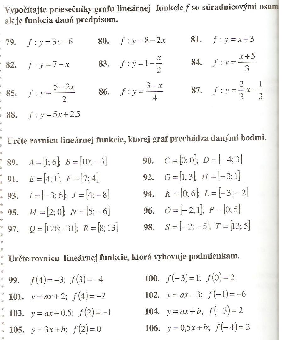 lineárne funkcie, rovnice, sústavy :: myshcaa